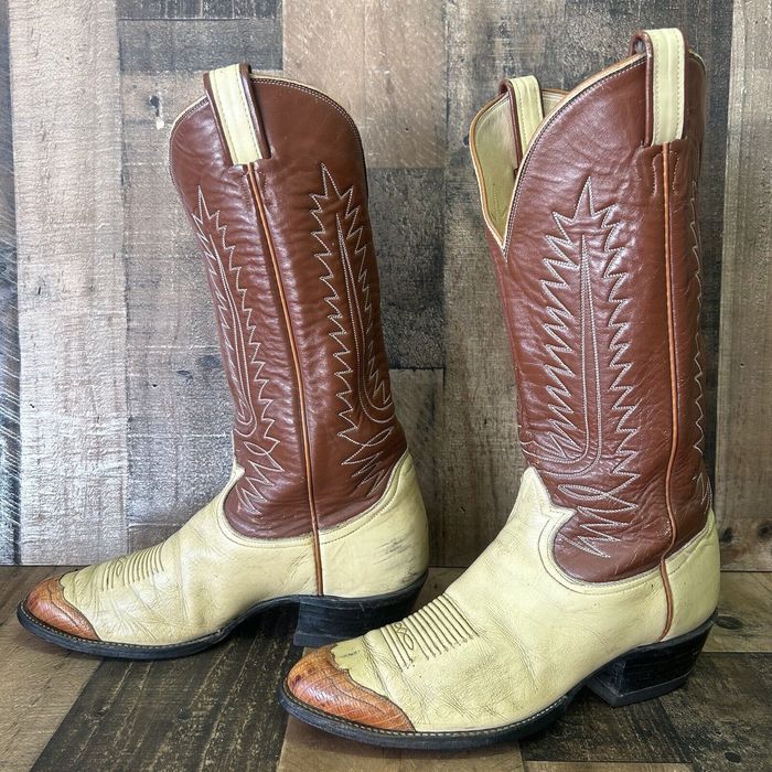 Tony Lama Tony Lama 6214 Vintage Gold Label Wingtip Cowboy Boots 10 D ...