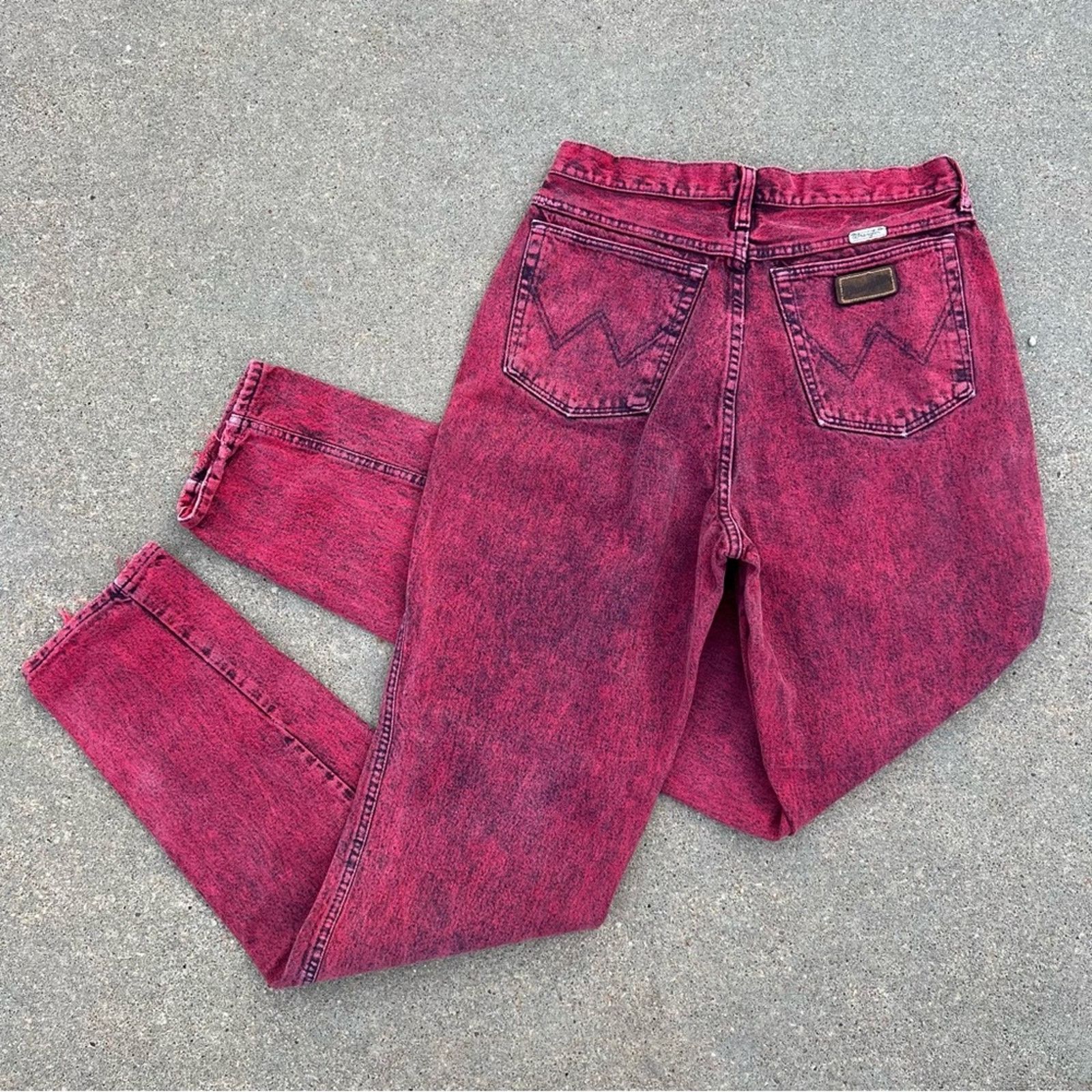 Wrangler Wrangler acid wash over dyed black red wedgie cowgirl jeans ...