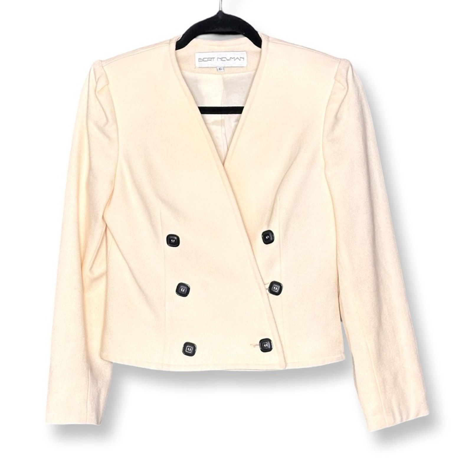 Vintage Bert Newman Vintage 80’s Wool Blend Crop Blazer Winter White ...
