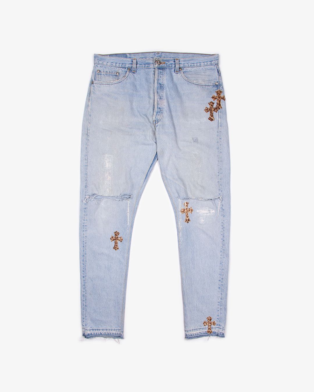 Chrome Hearts CHROME HEARTS LEOPARD CROSS PATCH DENIM | Grailed