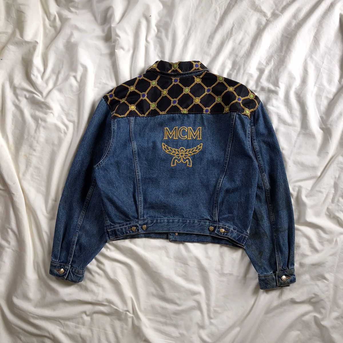 Italian Designers × MCM MCM Legere Rare Big Embroidery Logo Trucker ...