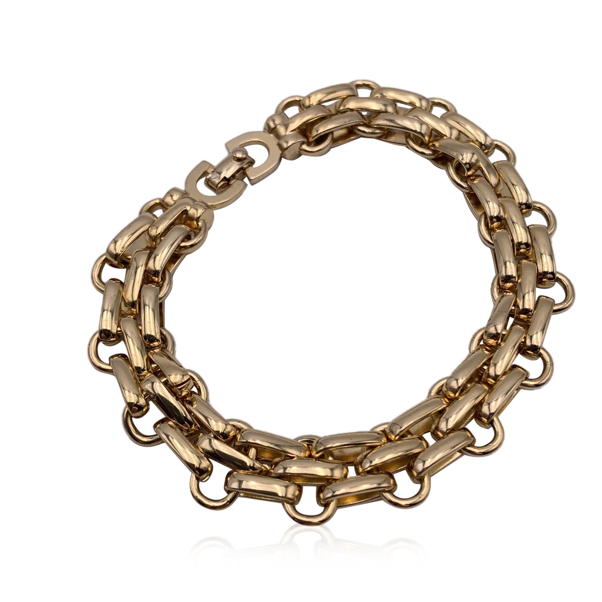 Dior CHRISTIAN DIOR Vintage Gold Metal Double Rolo Chain Bracelet | Grailed