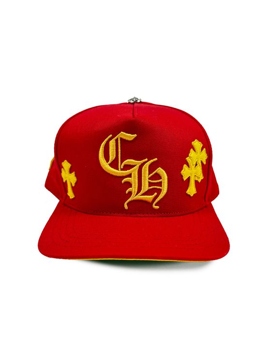 Chrome Hearts Chrome Hearts Cross Patch Hat Red/Yellow CH Cap Snapback ...