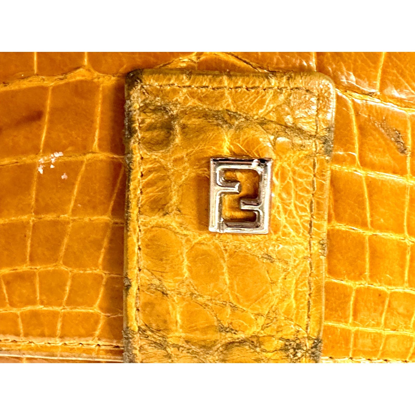 Fendi Mob wife aesthetic FENDI SAS Yellow Crocodile Checkbook | Grailed