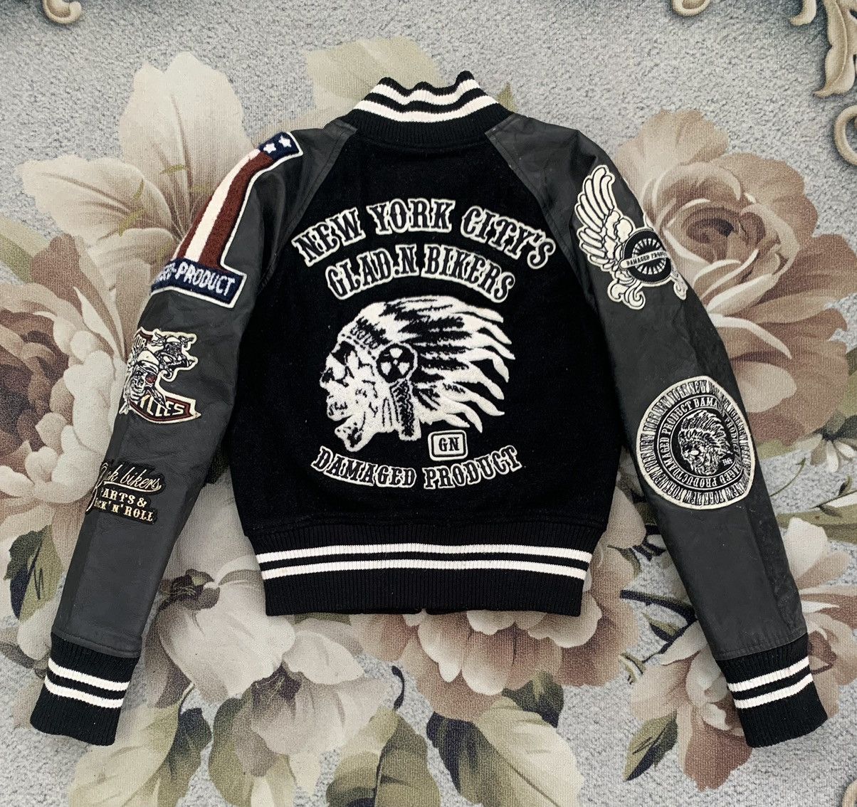 Japanese Brand × Racing × Varsity Jacket Glad News Bikers Damage ...