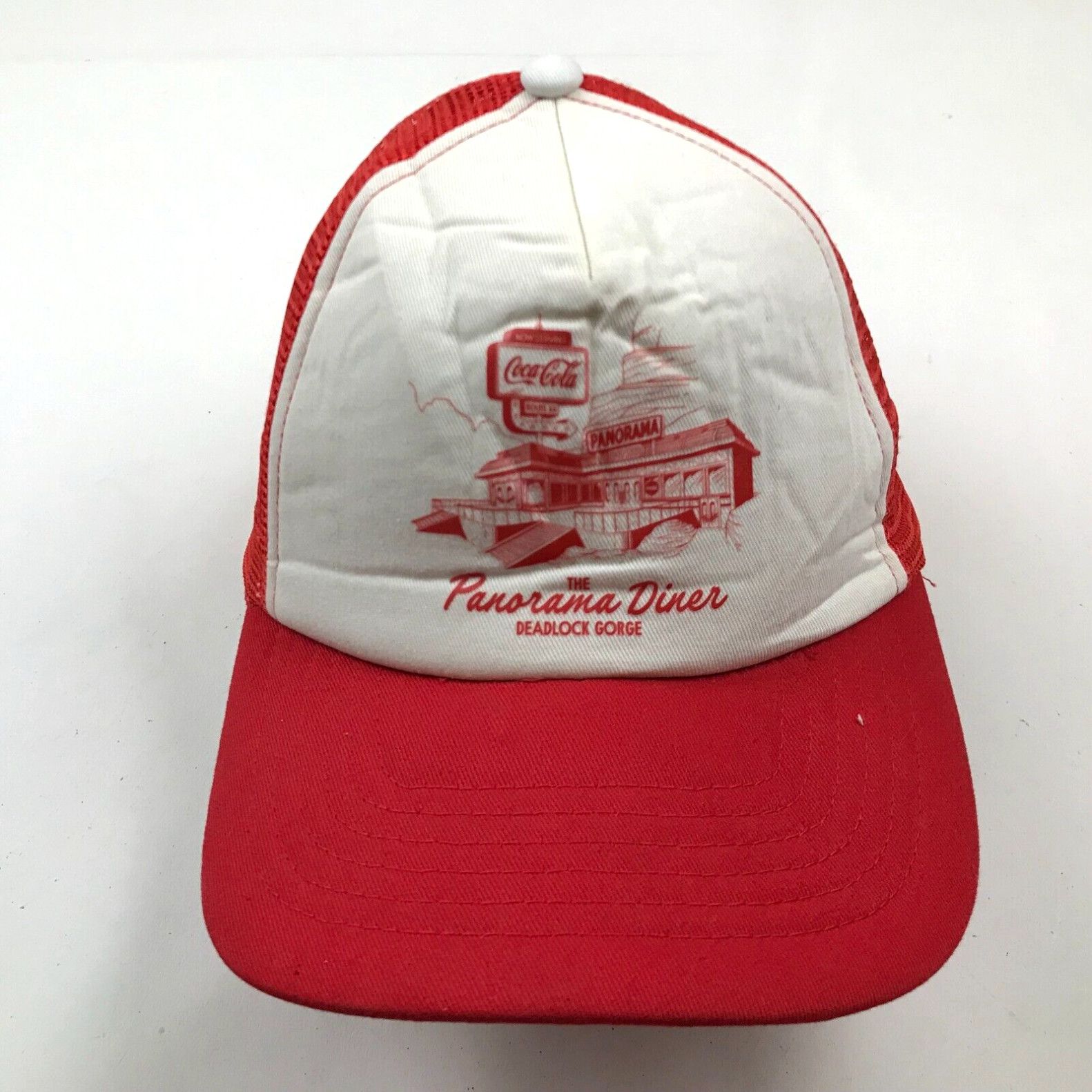 Vintage VINTAGE Panorama Diner Hat Cap Snapback Trucker White Red ...