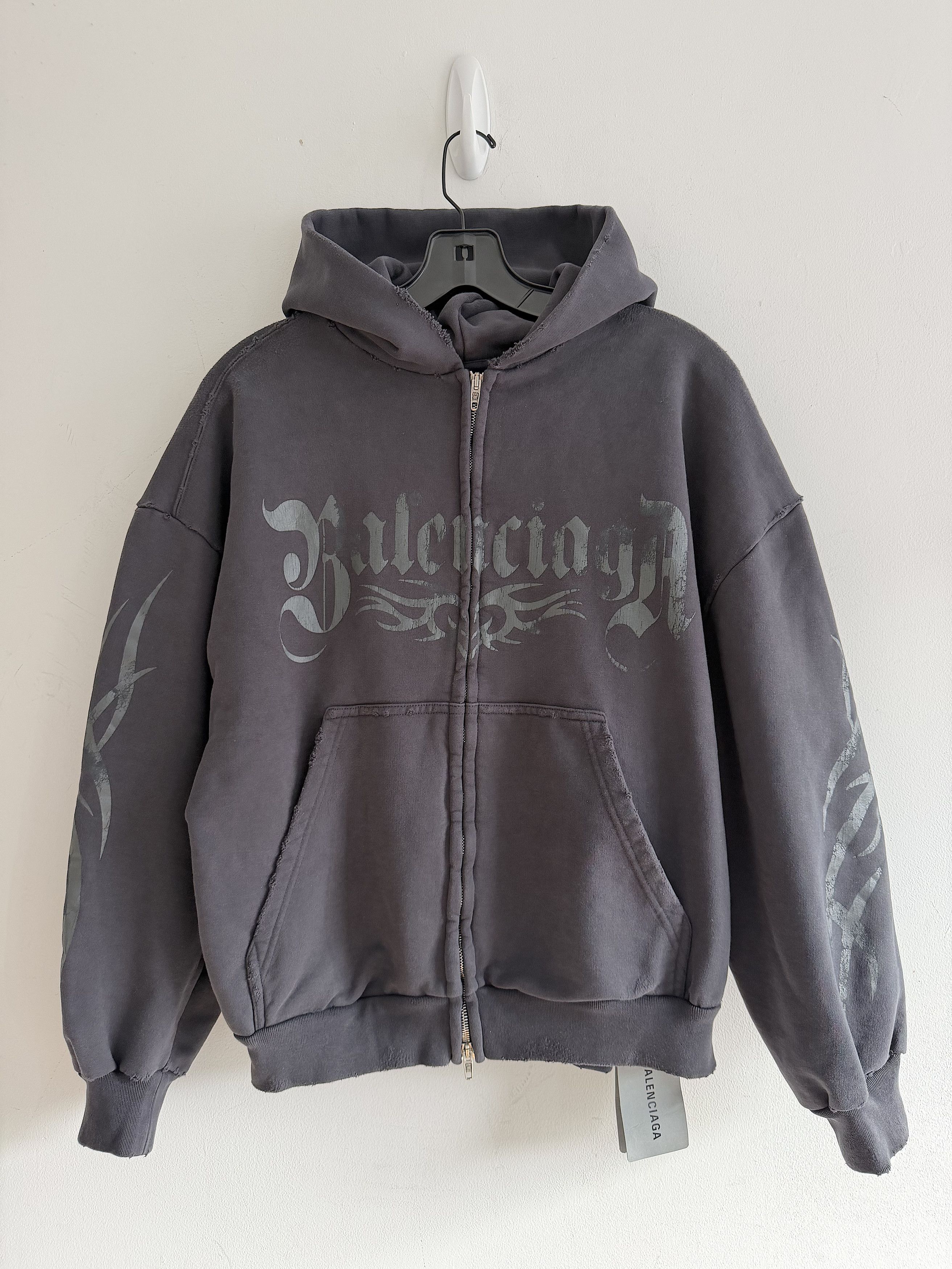 Balenciaga New Tacky Archetype Regular Fit Zip Up Logo Hoodie (S) | Grailed