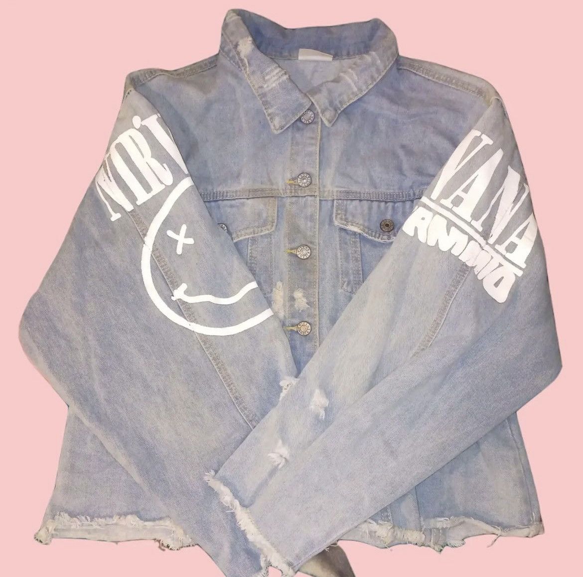 Nirvana × Vintage Vintage Nirvana Painted Denim Jacket Never Mind | Grailed