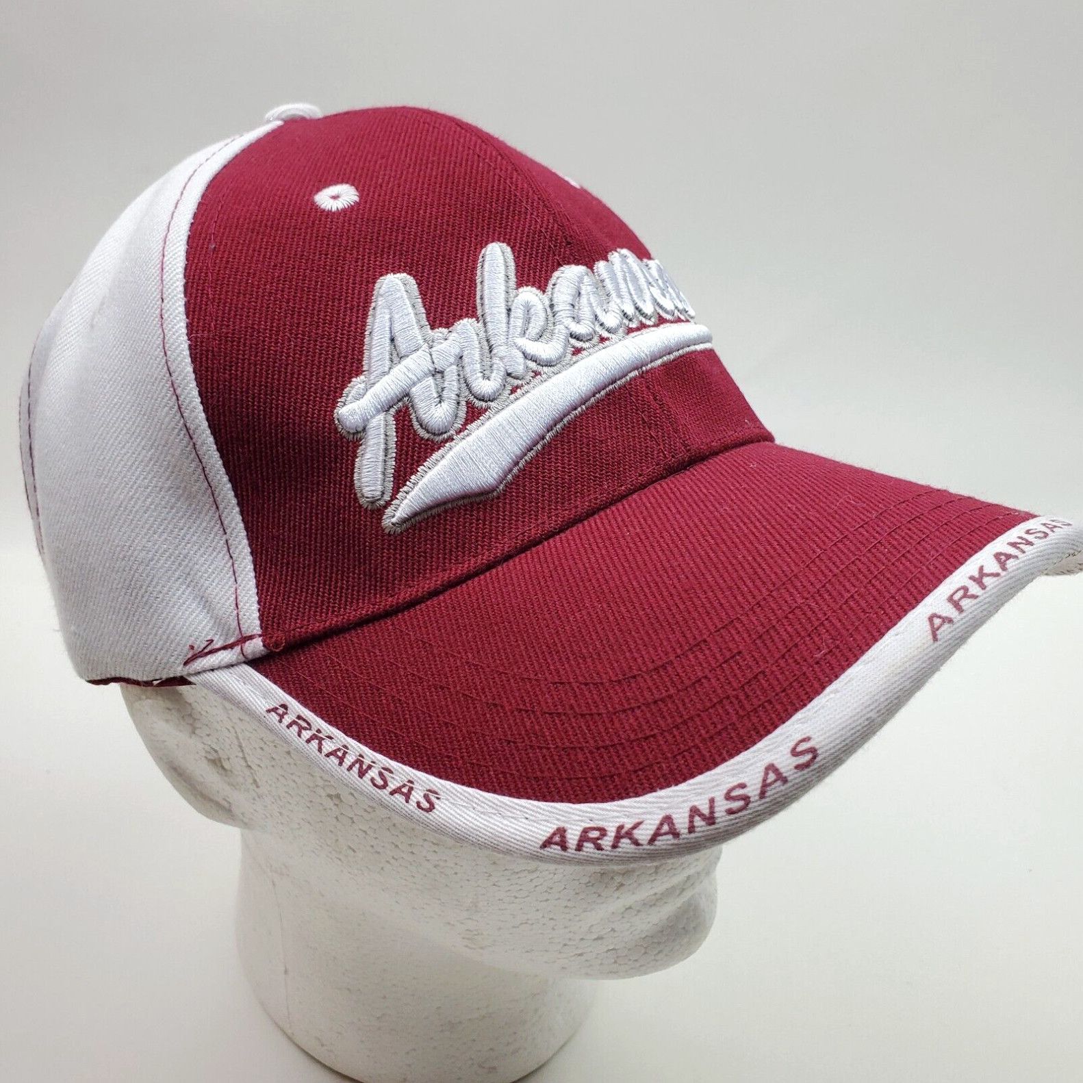 Vintage Burgundy Red White Arkansas Adult Cap Authentic Adjustable ...