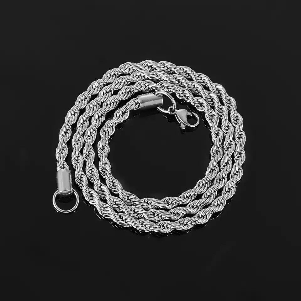 Cuban Link Chain 45 CM Silver Color Rope Chain Necklace | Grailed