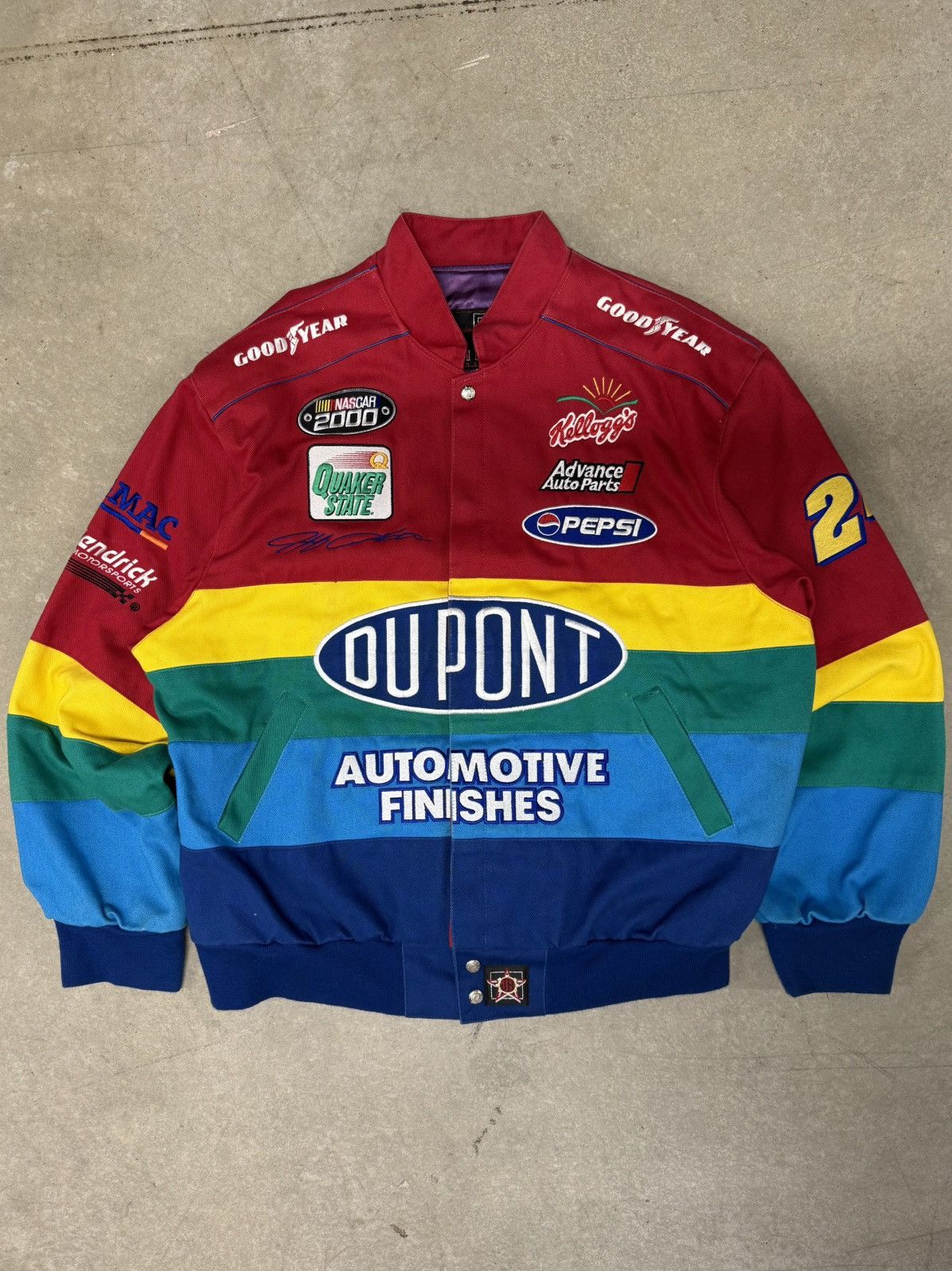 JH Design × NASCAR × Vintage Vintage Jeff Gordon Rainbow Nascar Jacket ...