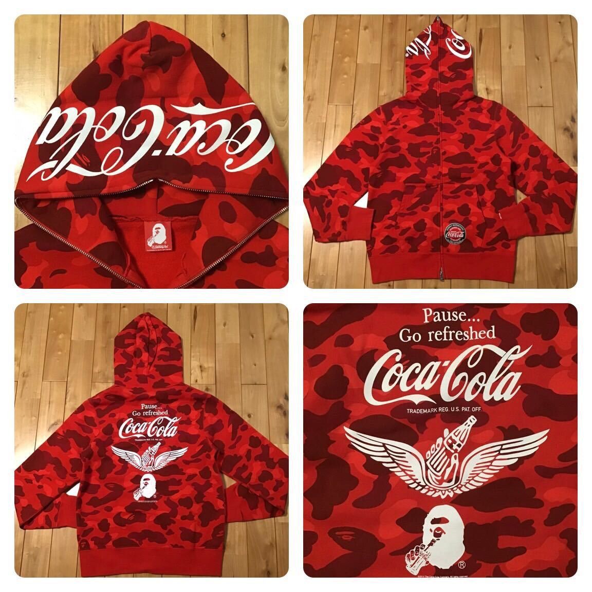 Bape × Coca Cola BAPE × Coca Cola Red camo full zip hoodie a bathing ...