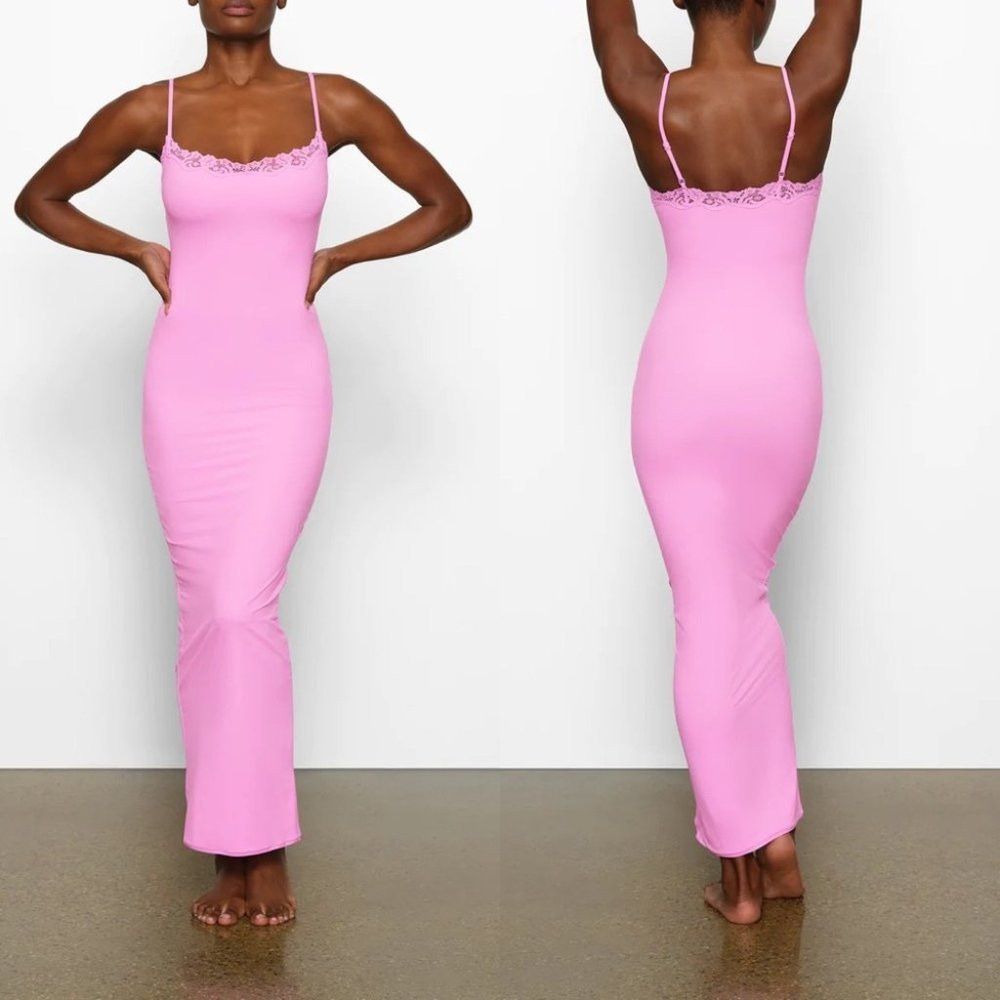 SKIMS Skims Fits Everybody Lace Long Slip Dress in Petal M | Grailed