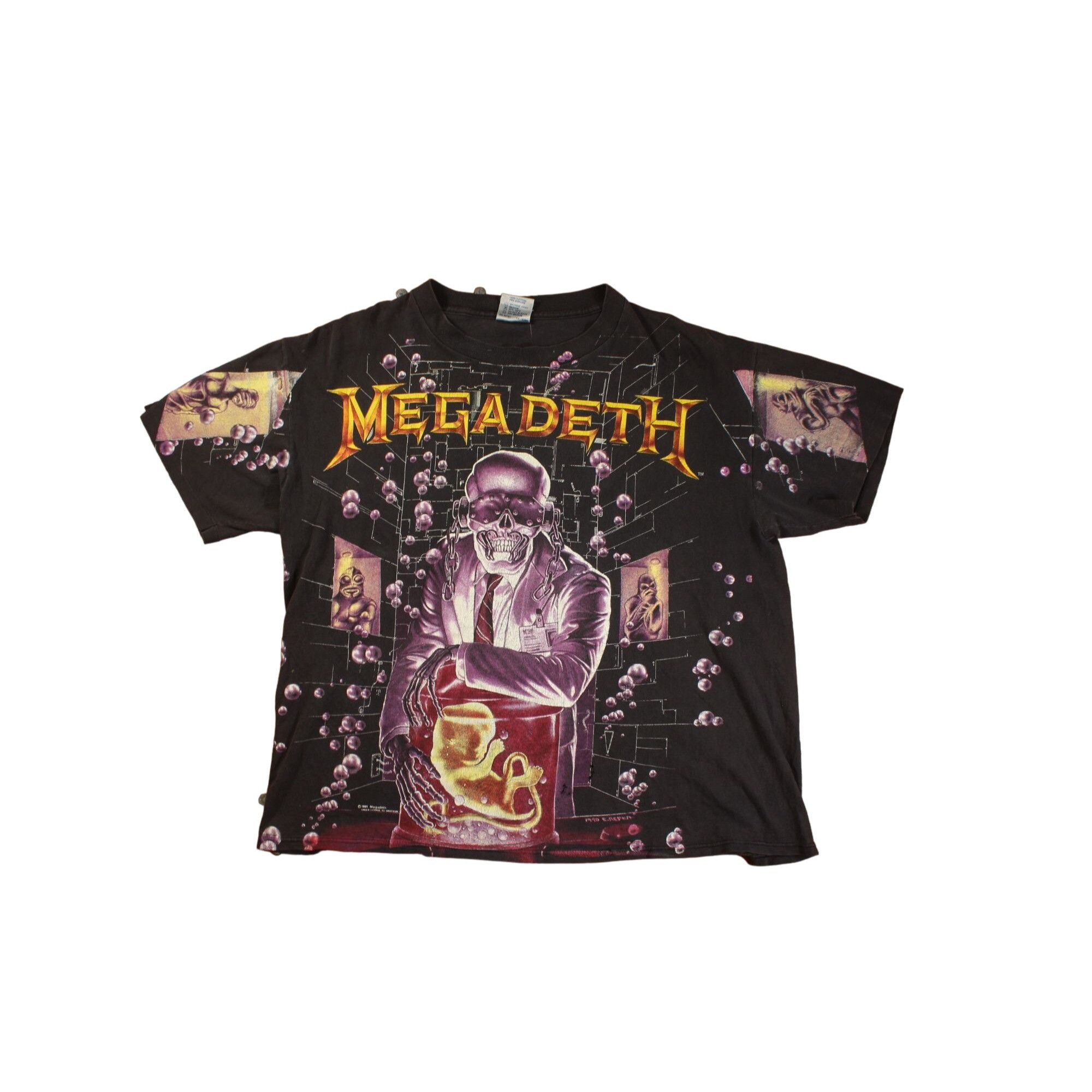 Other Vintage 1991 Megadeth Vic Rattlehead All Over Bubbles Aop Te ...