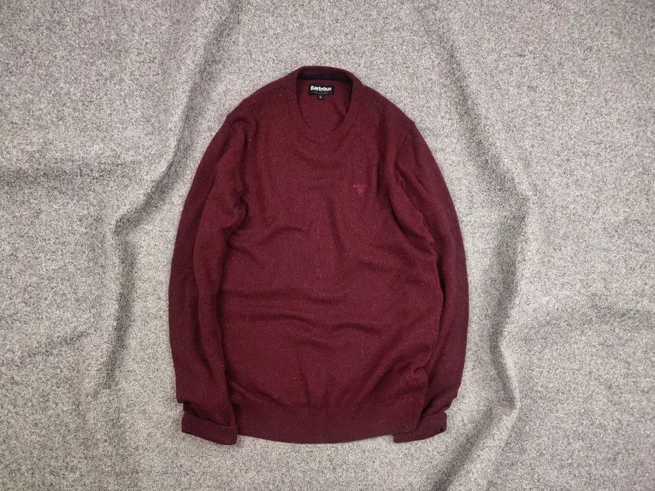 Barbour Barbour Burgundy Light Knit Wool Crew Neck Jumper Sweater | Grailed
