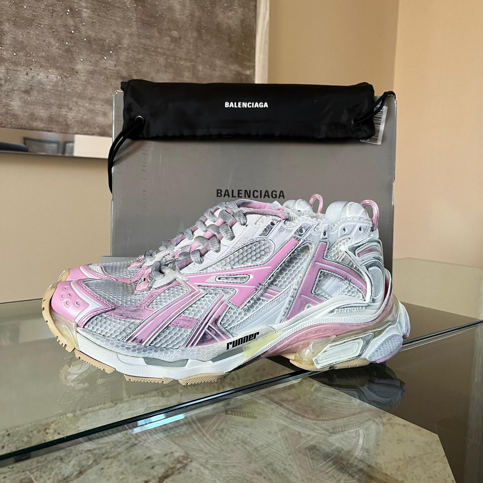 Balenciaga Caged Mesh Runner in Pink & White | Grailed