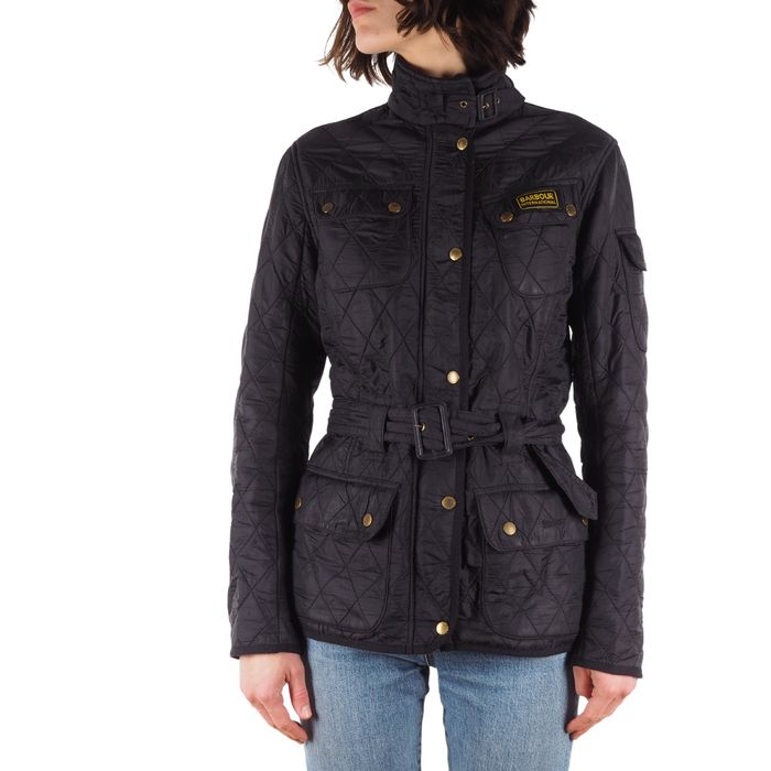 Barbour Barbour Black International Moto Quilt Belted Jacket | Grailed