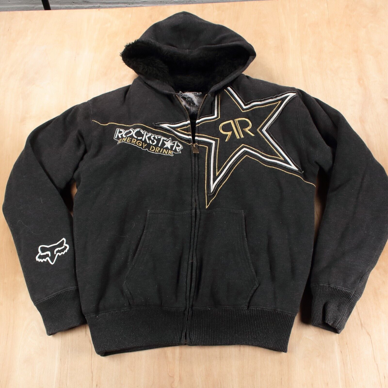 Fox Racing FOX RACING ROCKSTAR ENERGY faux fur full zip hoodie ...