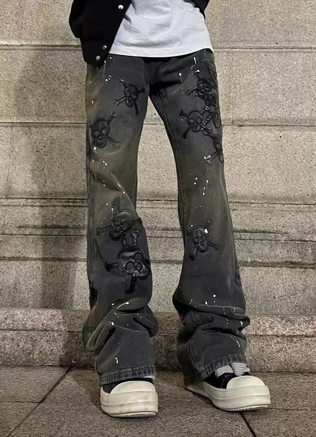 Japanese Brand × Streetwear × Vintage Avant garde retro skull paint ...