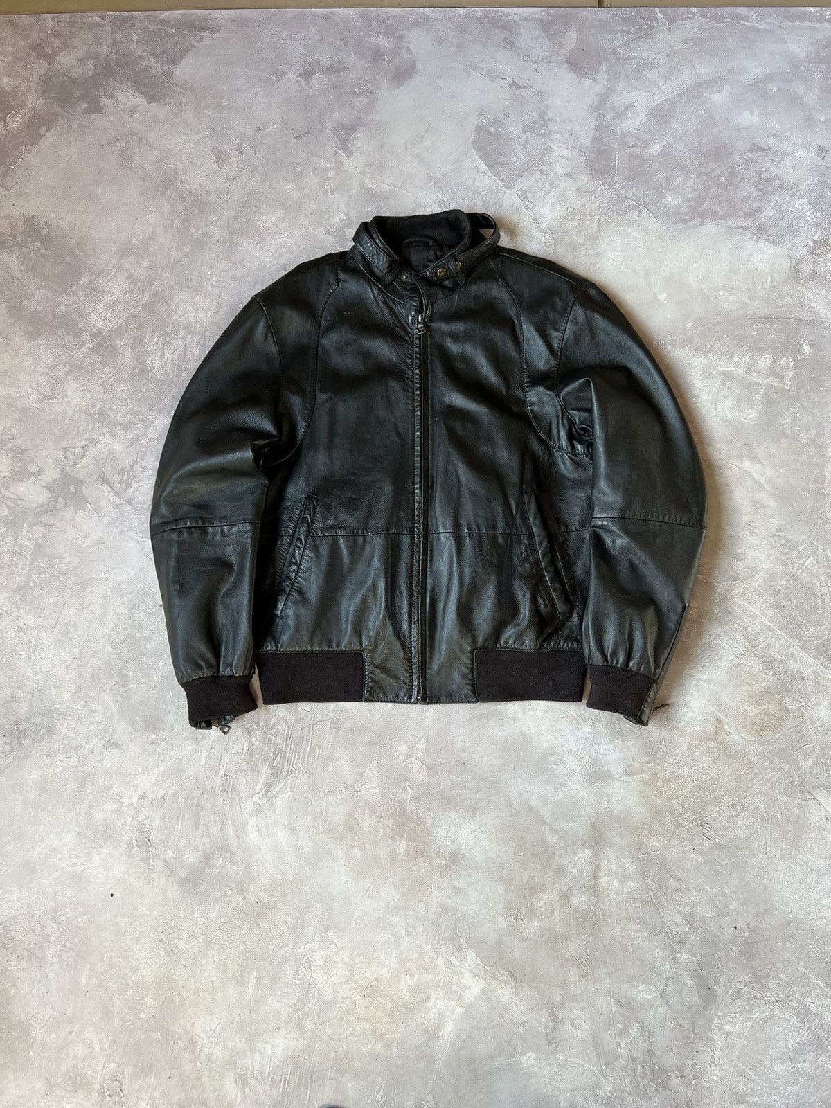 Leather Jacket × Us Air Force × Vintage Vintage Black Leather Racing ...