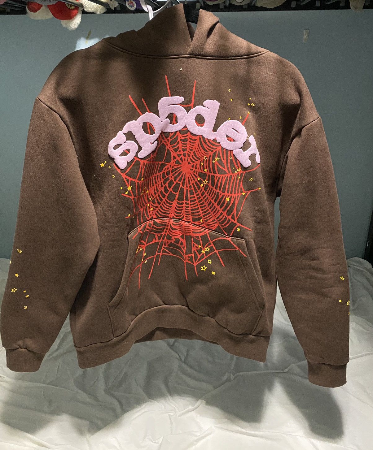 Spyder Sp5der web hoodie brown | Grailed