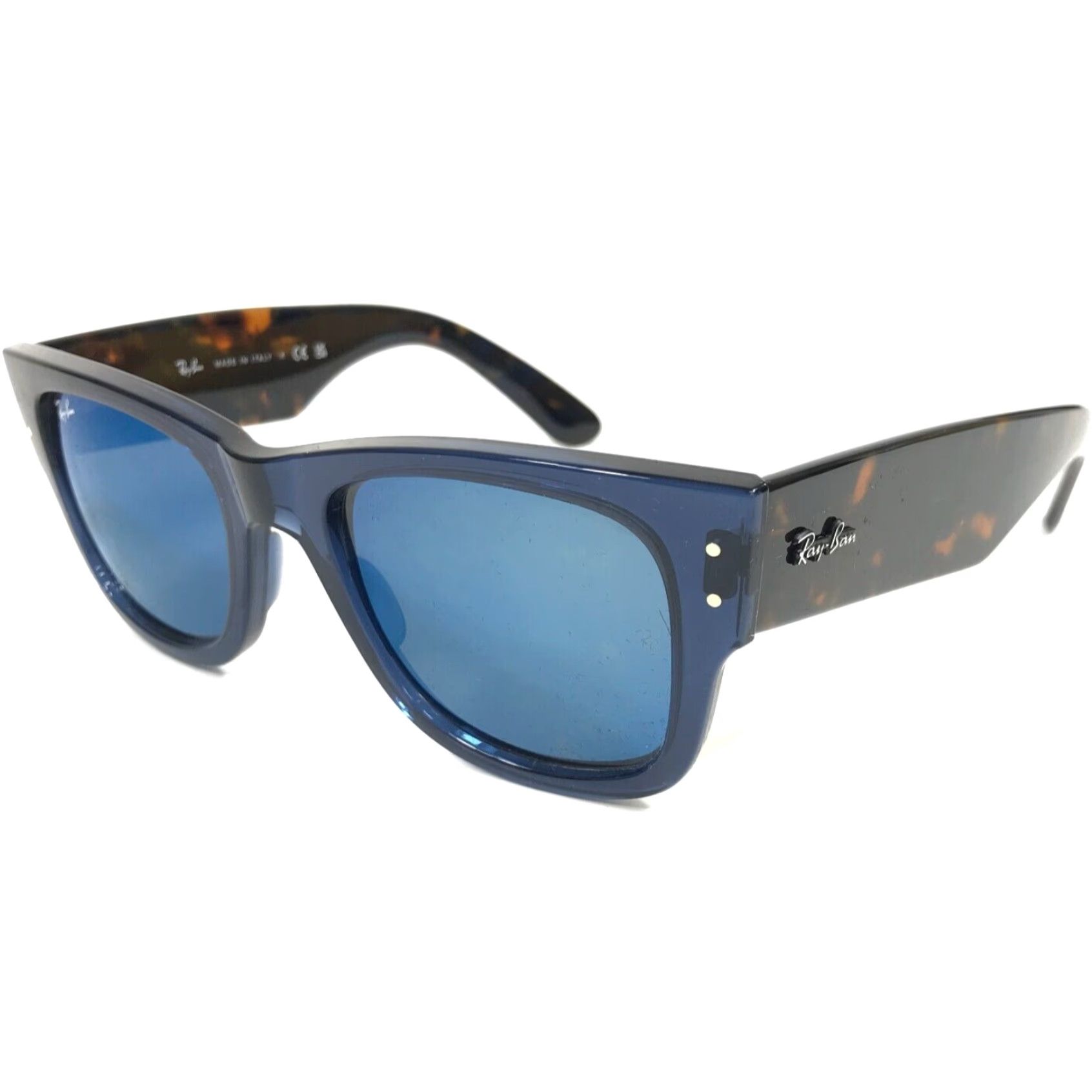 Vintage Polished Transparent Dark Blue Frames Luxurious Mega Wayfarer ...