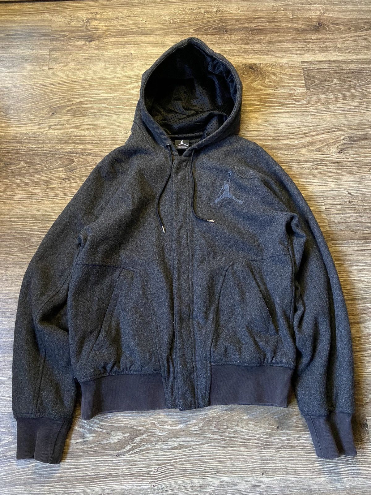 Nike RARE Nike Jordan Varsity Bomber Y2K Wool Active Jacket Hood | Grailed