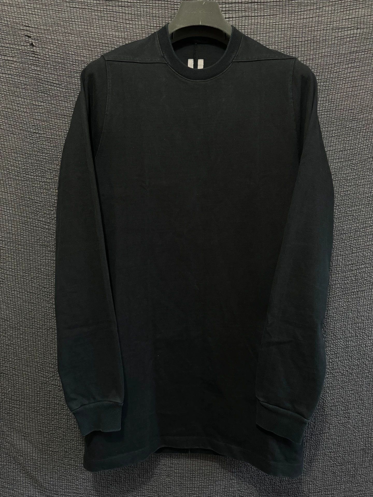 Rick Owens Rick owens Main line pure black hard cotton T-shoulder long ...