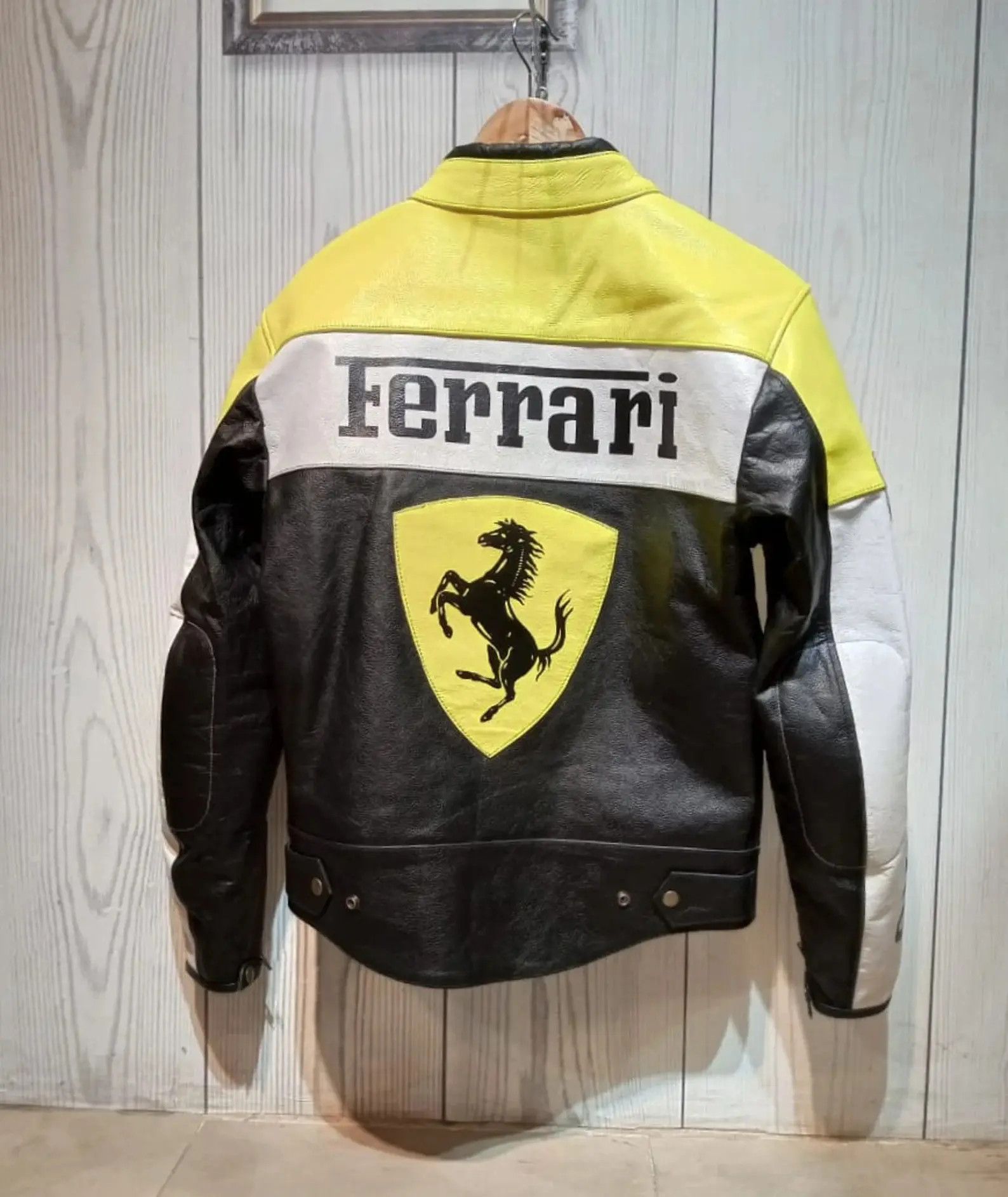 Ferrari Ferrari biker style street wear racing leather jacket | Grailed