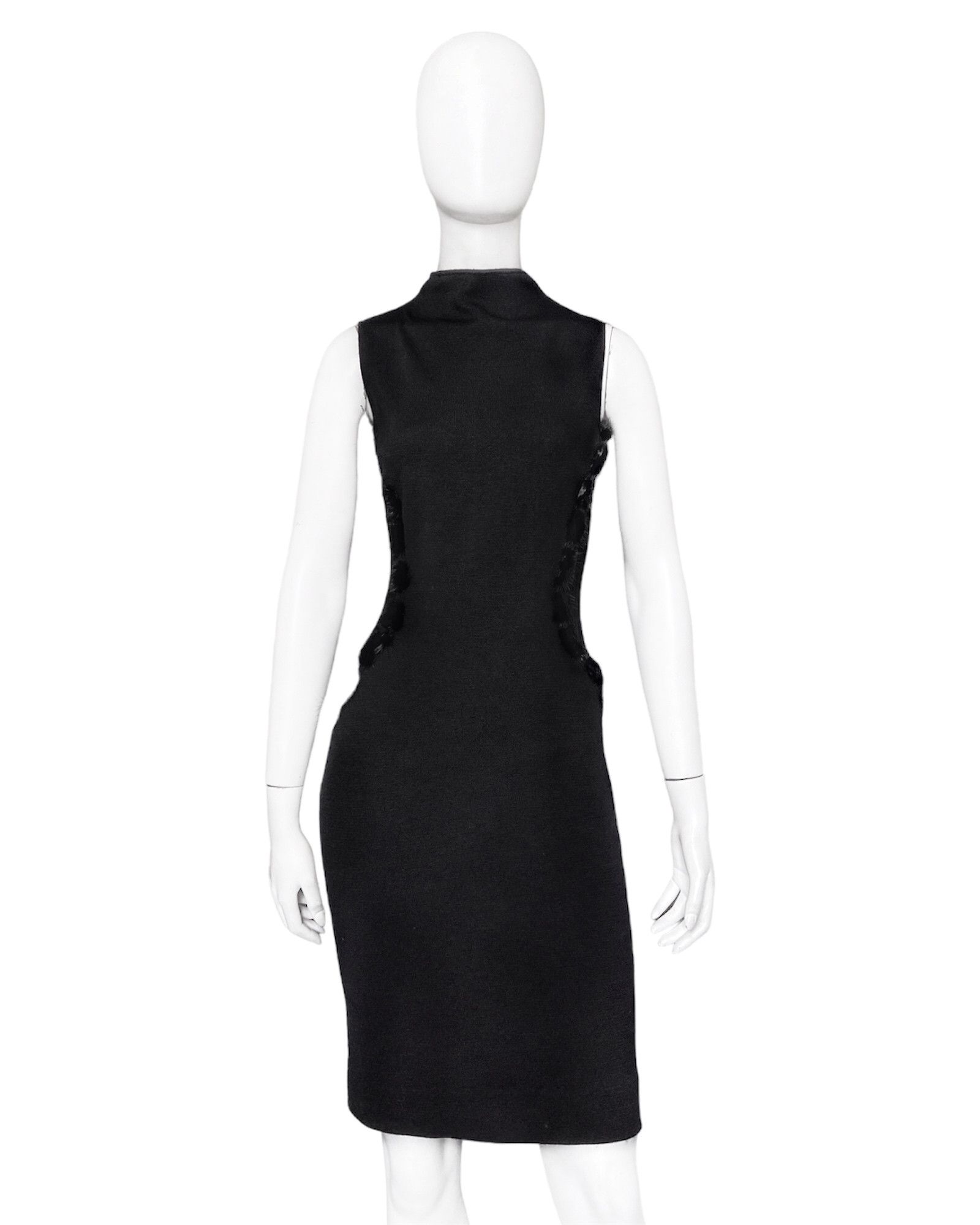 Versace Gianni Versace Fall 1999 Donatella Mink Fur Trim Wool Dress ...