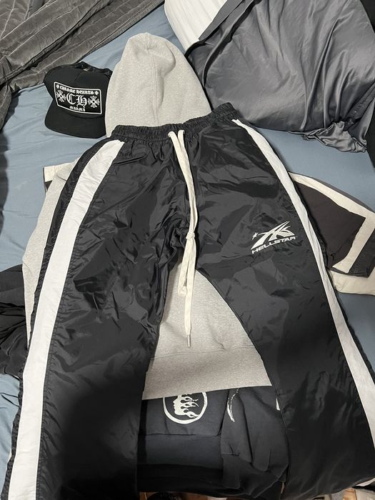 HELLSTAR BLACK HELLSTAR TRACK PANTS X WAXED NYLON PANTS | Grailed