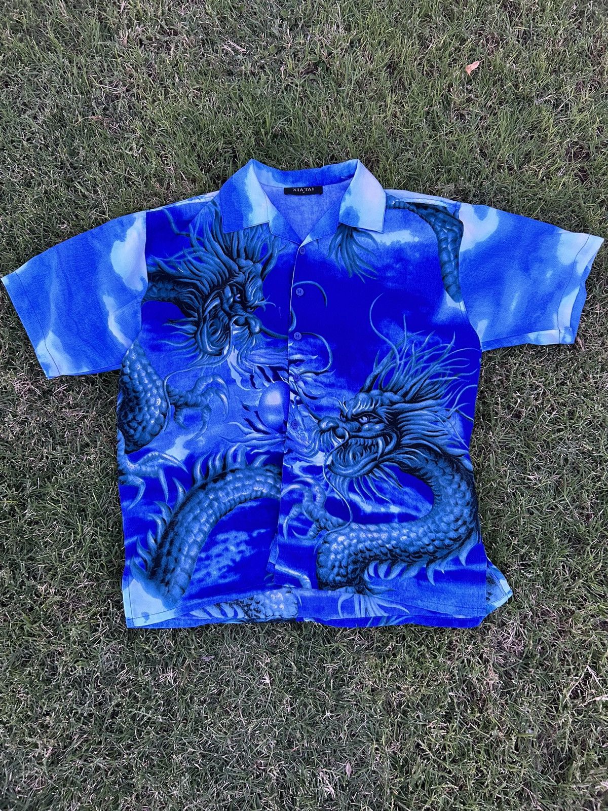 Vintage Insane Y2K Japanese All Over Dragon Print Button Up | Grailed