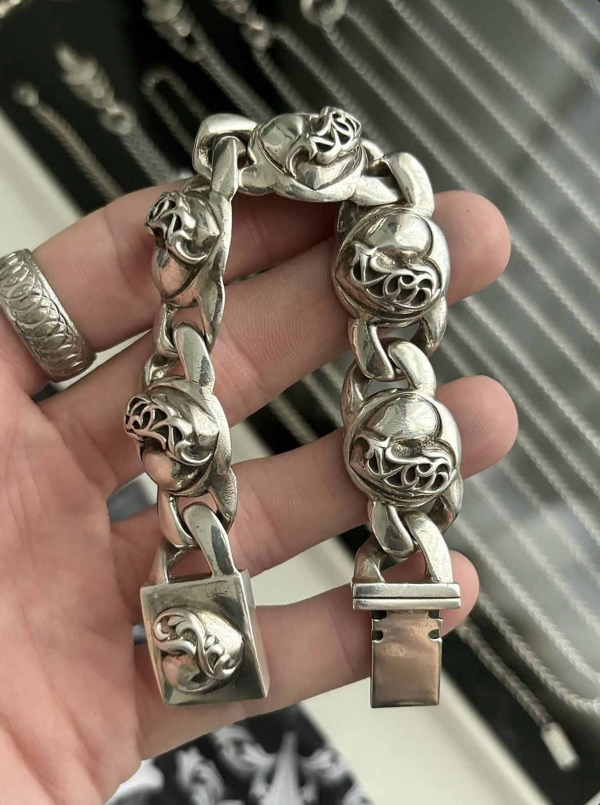 Chrome Hearts GRAIL - THICK HEART CUBAN BRACELET | Grailed