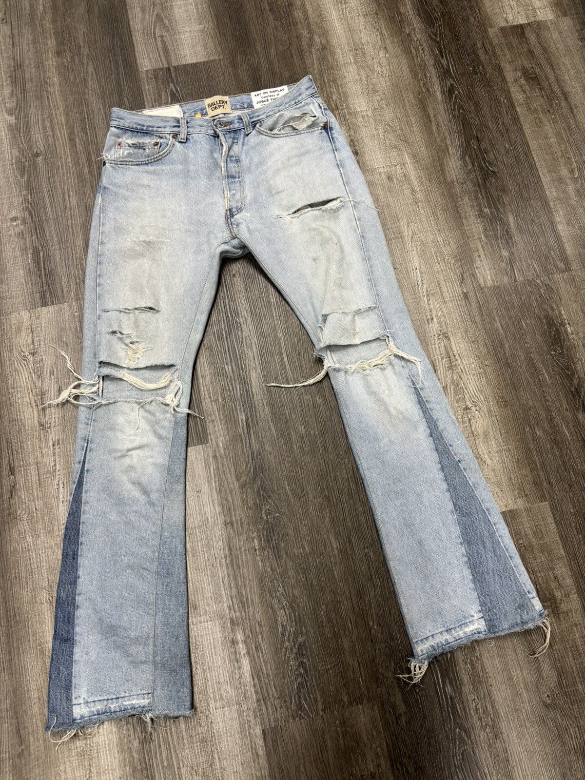 Gallery Dept. Gallery Dept. LA Flare light wash ripped denim jeans ...