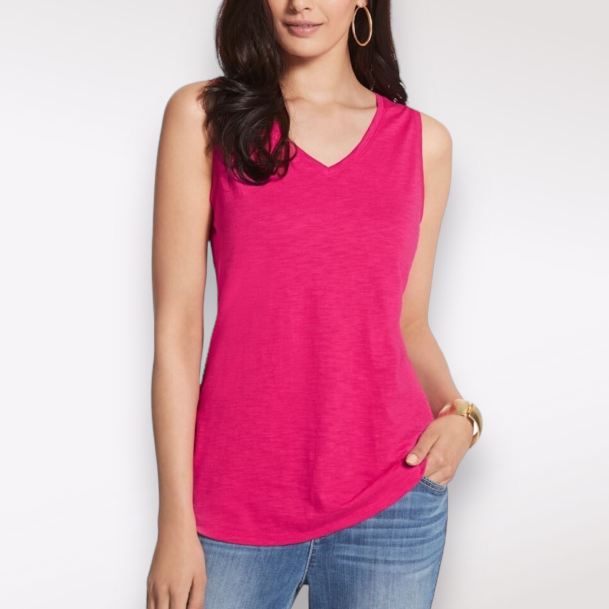 Chicos Chico's Andi Slub Tank Sleeveless Top Cotton Modal Large | Grailed