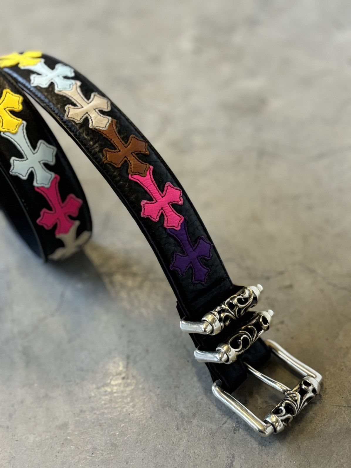 Chrome Hearts Chrome hearts multi color patches roller belt | Grailed