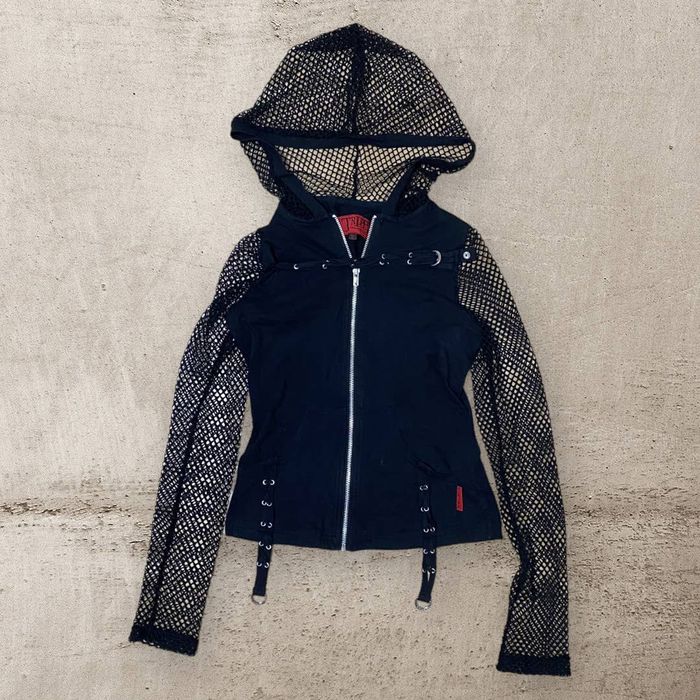 Tripp Nyc Tripp NYC Fishnet Mesh Zip Up Hoodie Bondage Goth Raver | Grailed