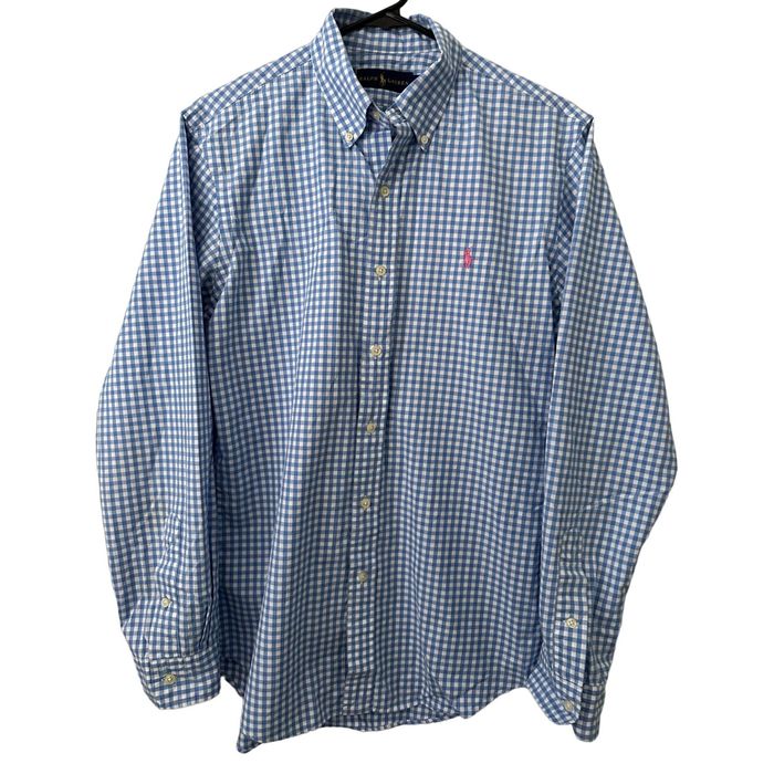 Ralph Lauren Ralph Lauren Mens Shirt Medium Blue White Check Gingham Cott | Grailed