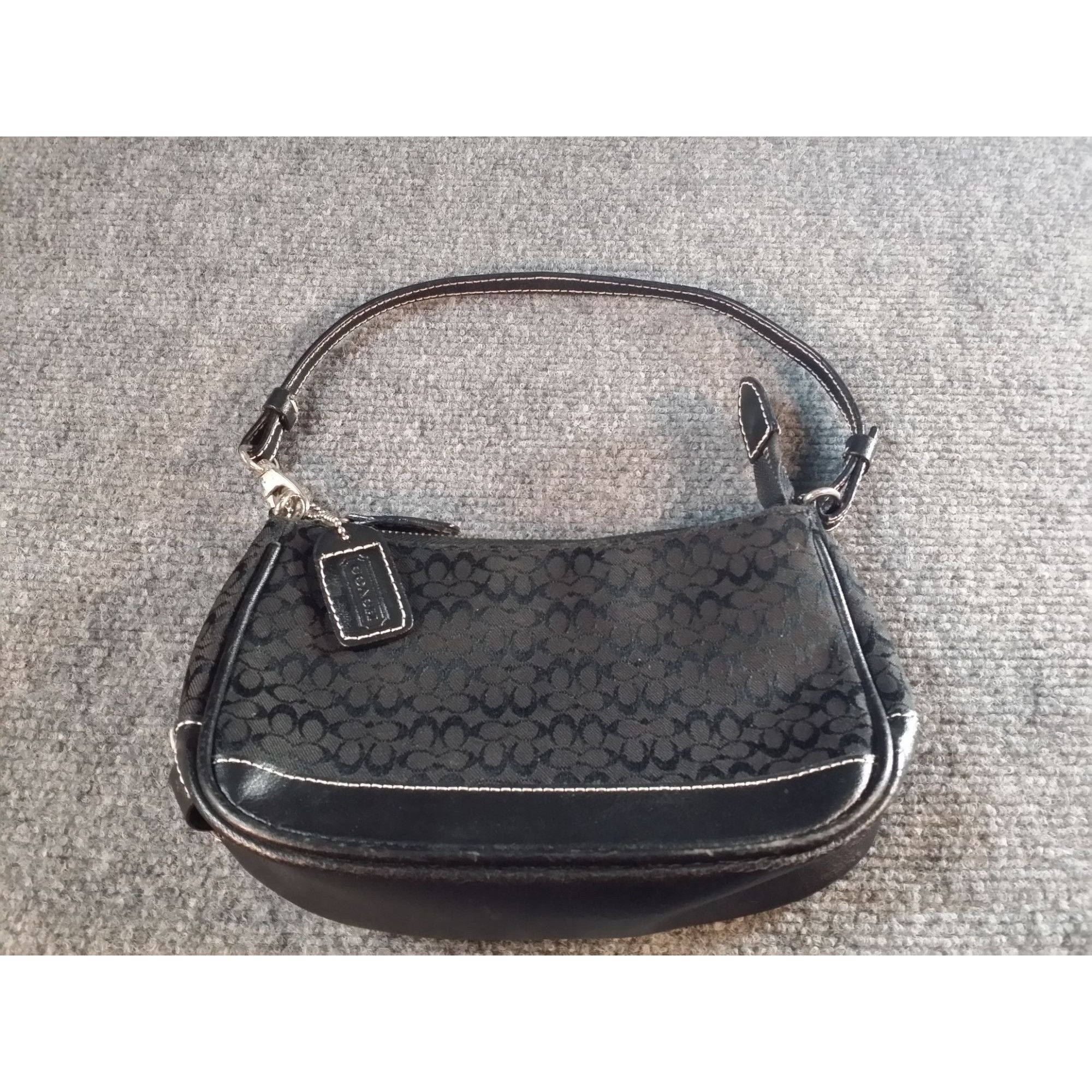 Coach Coach Signature Small Shoulder Bag Black Canvas Leather Logo ...