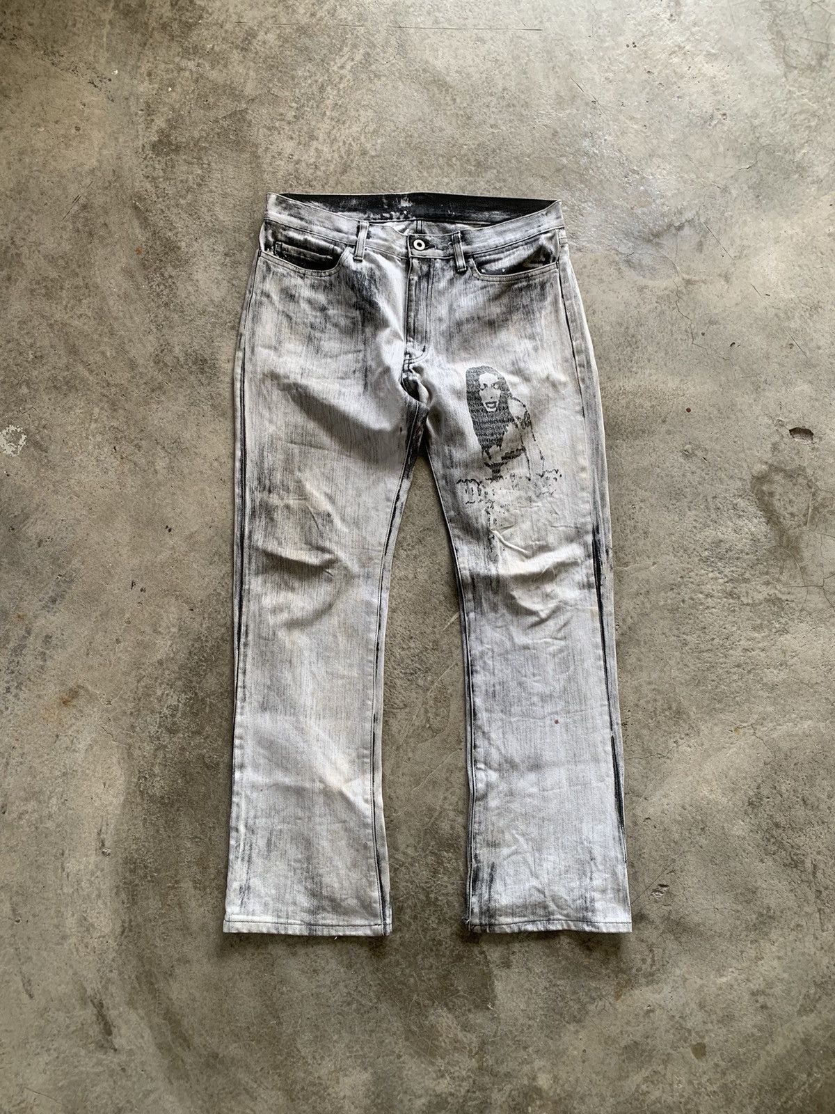 Japanese Brand Edge Rupert mudwash / painted bootcut jeans | Grailed