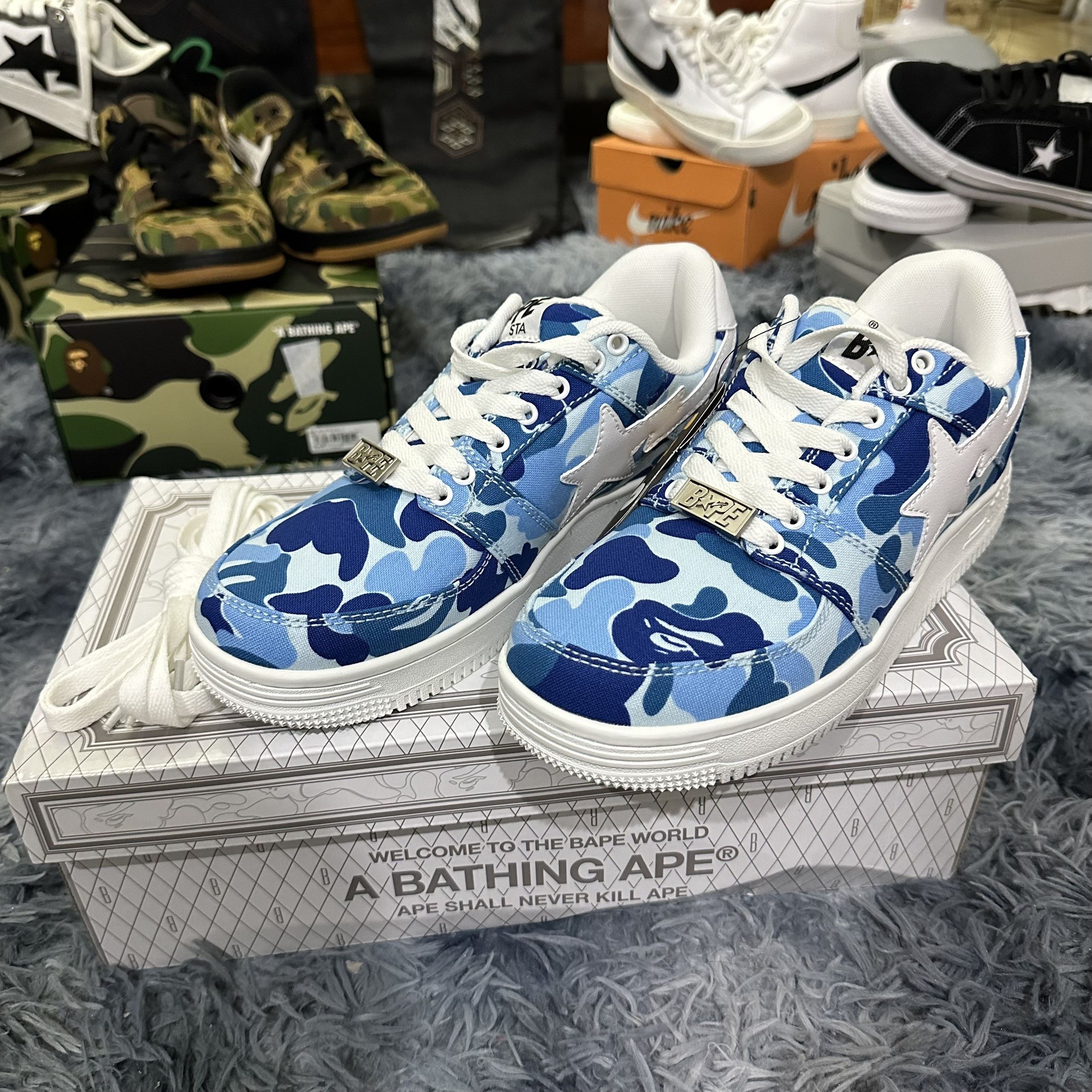 Bape BAPESTA LOW ABC CAMO BLUE 20TH | Grailed