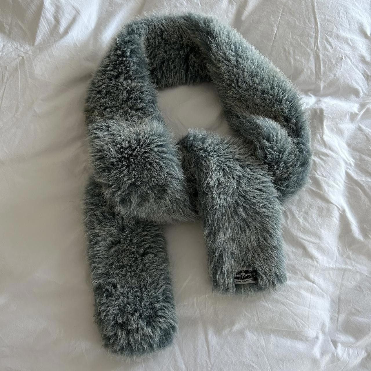 Designer Teal tipped faux fur scarf winter gyaru kawaii | Grailed