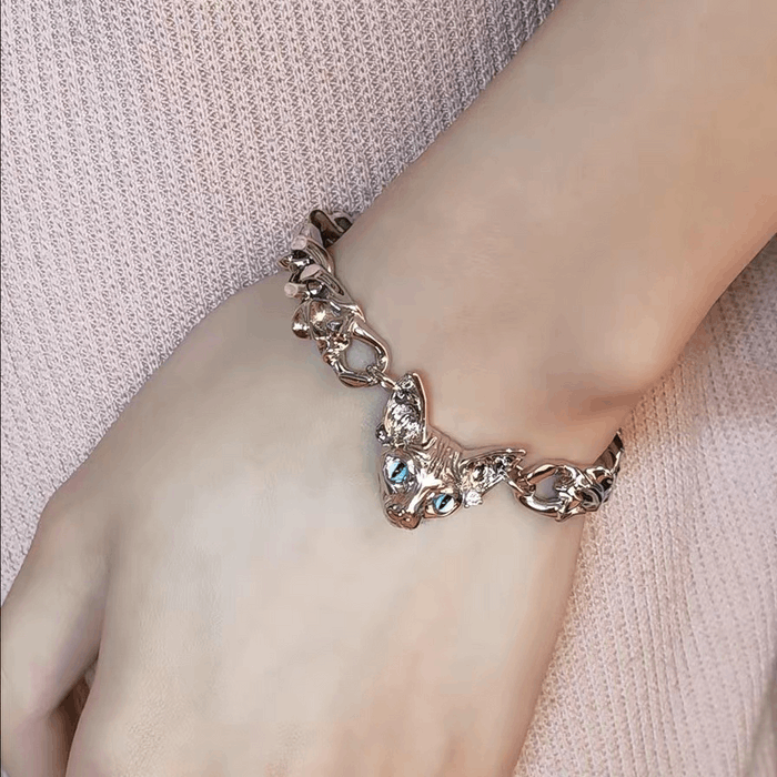 Streetwear Cat Chain Link Bracelet | Grailed