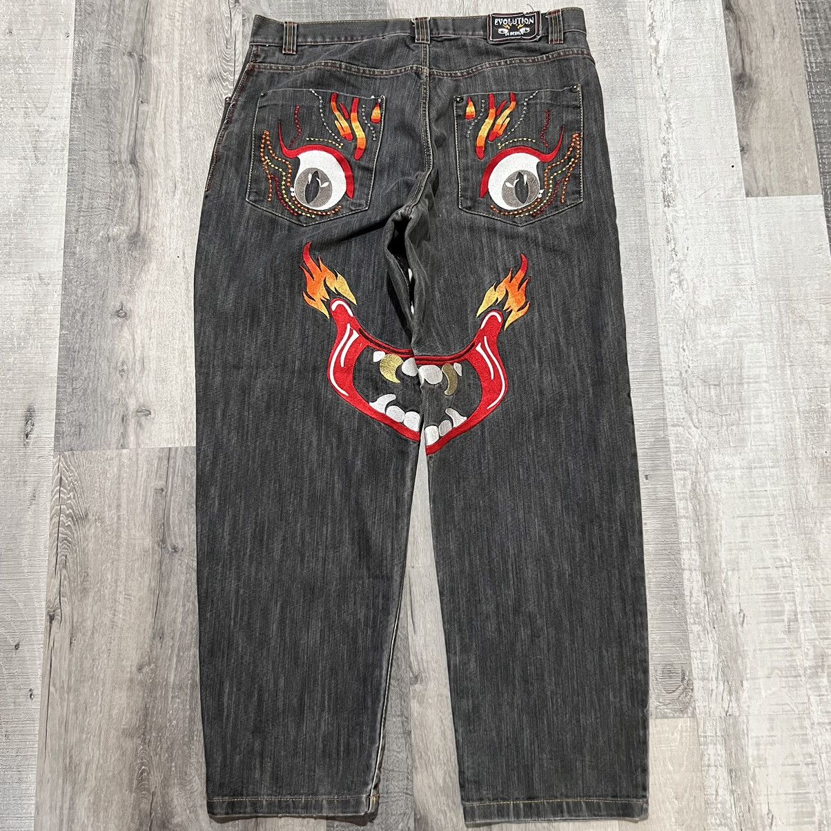 Vintage VTG Evolution In Design Baggy Smiley Face Rave Skater Pants ...