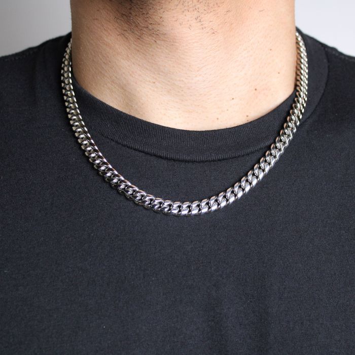 Cuban Link Chain Silver 8mm Cuban Link Chain 18" 20" 22" Stainless ...
