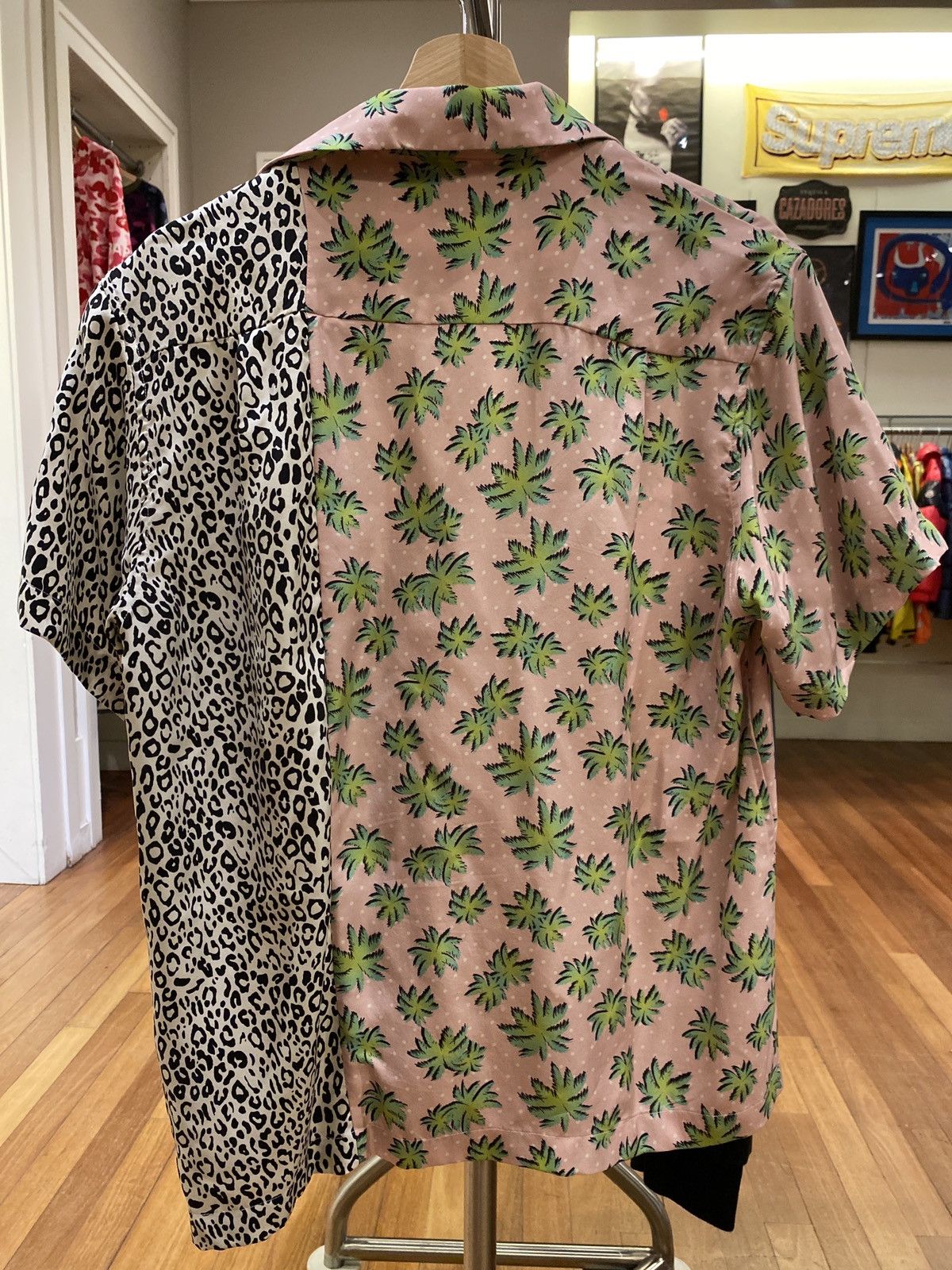 Amiri Amiri Pink Cheetah Palm Tree Button Up | Grailed