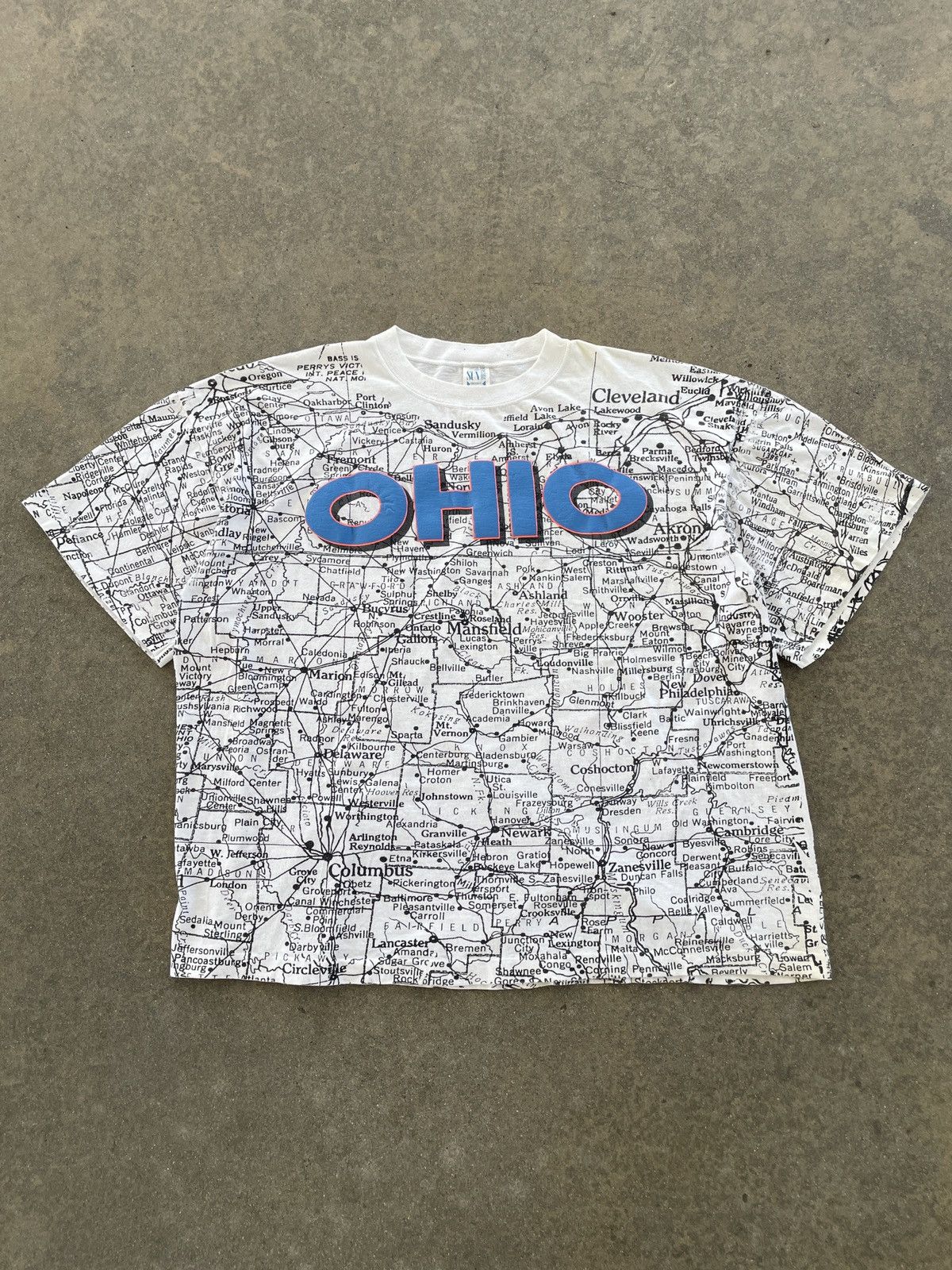 Vintage Vintage 80s Map of Ohio all over Puff Print T-shirt | Grailed