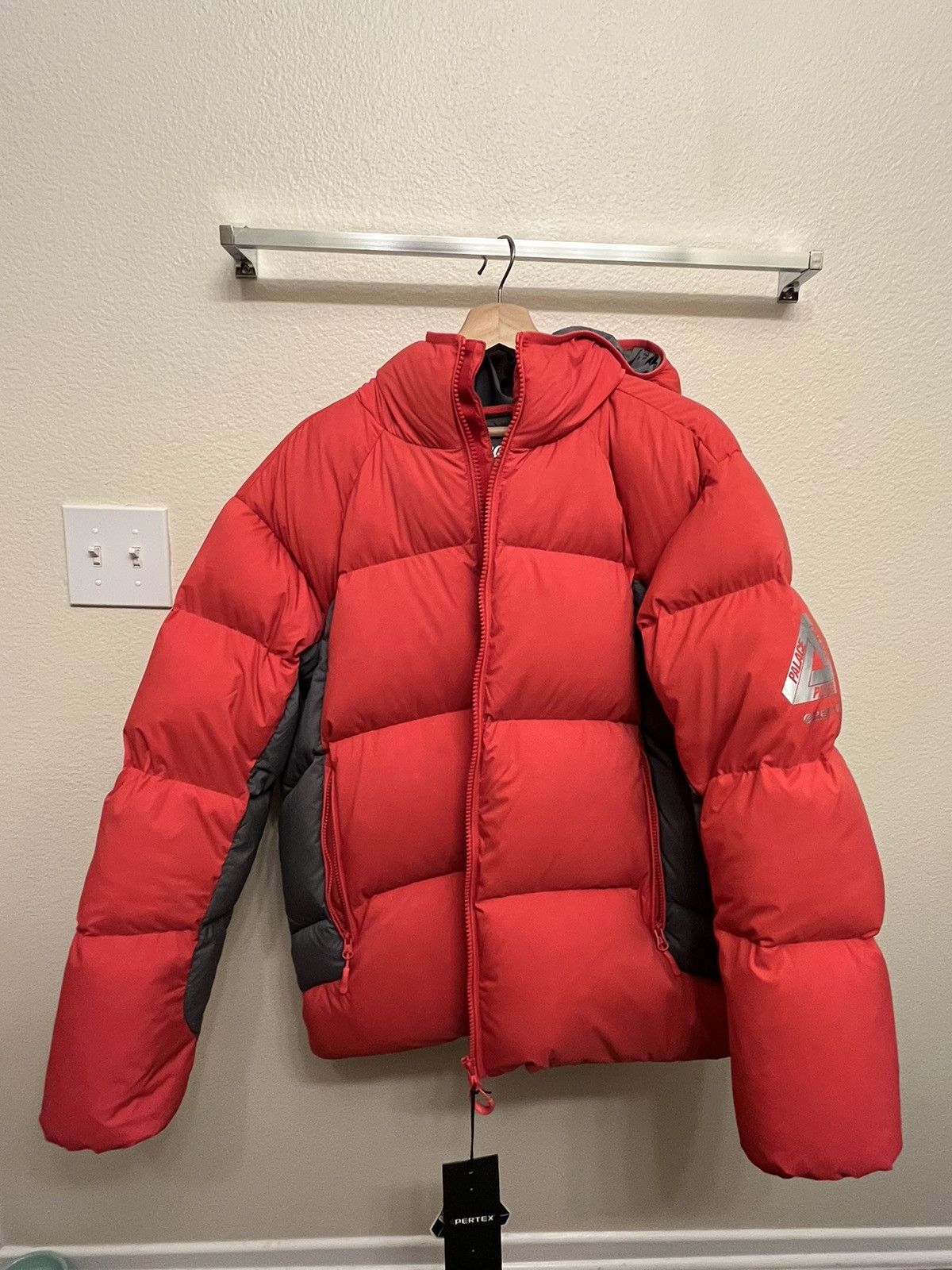 Palace Palace Balaclava Puffer Jacket Pertex Flame Red Medium | Grailed