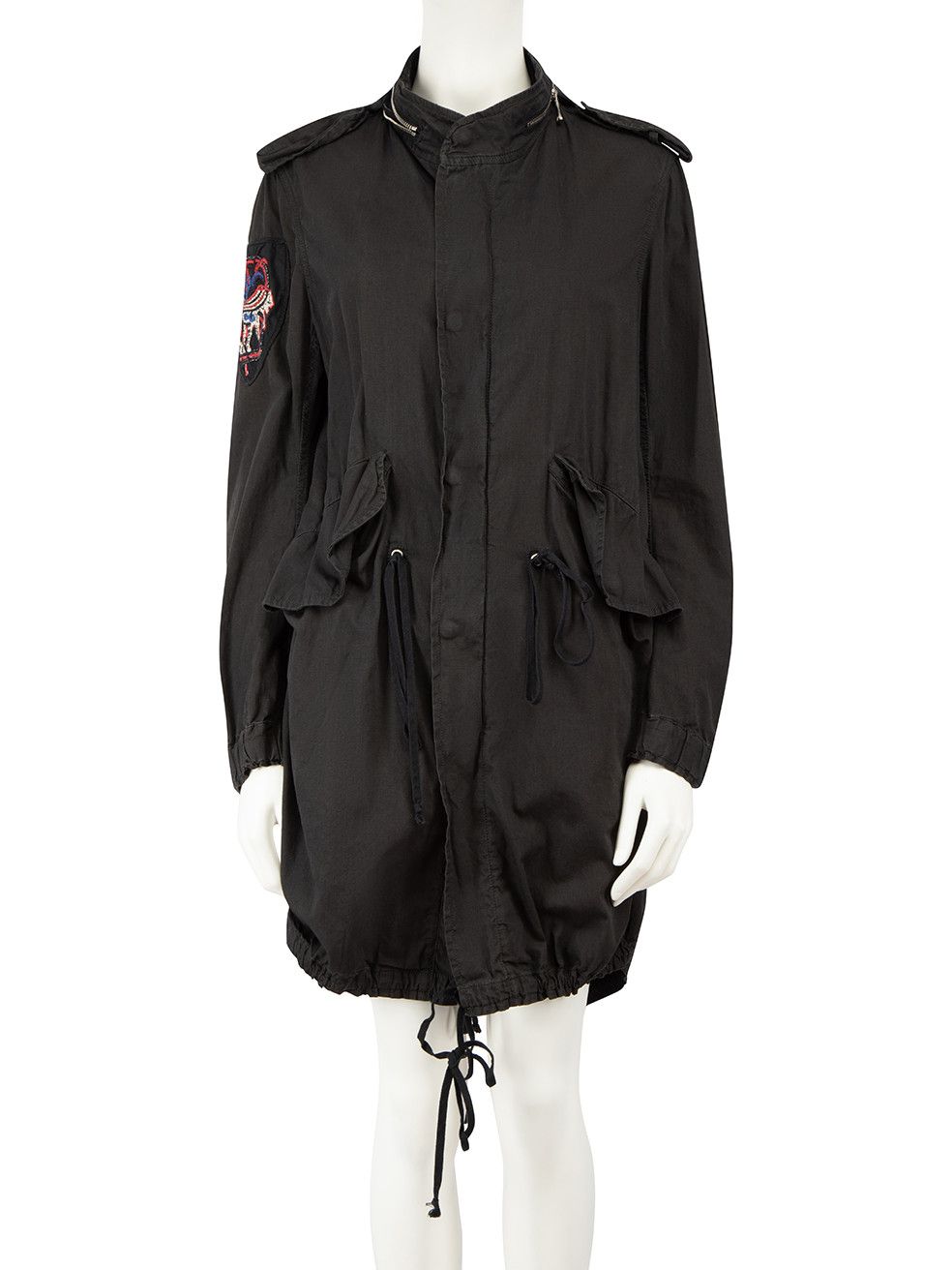 Balmain Black Embroidered Patch Parka Jacket | Grailed