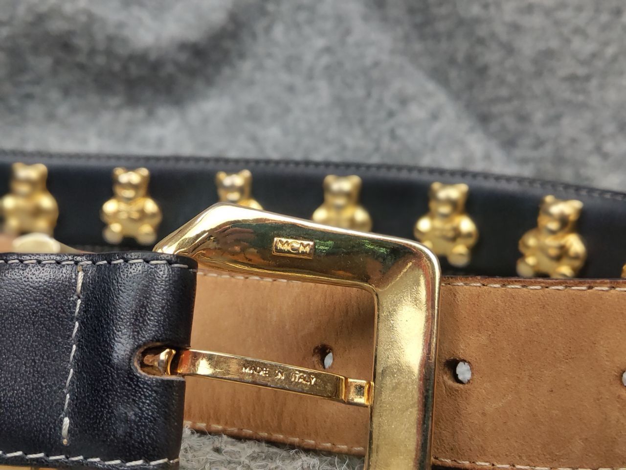 Designer × Luxury × MCM MCM x Duca Milano dark blue leather belt with ...